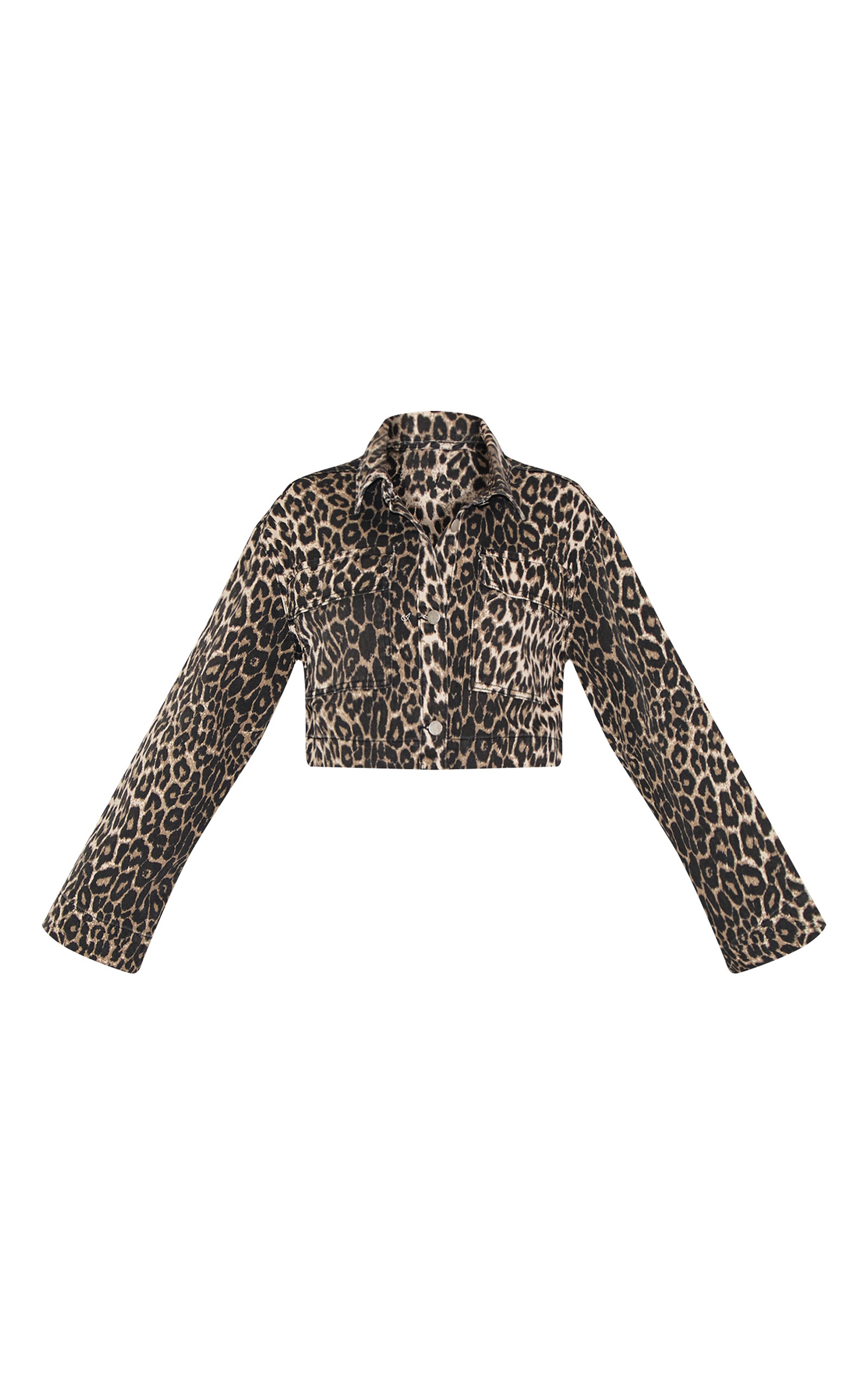 Leopard Print Denim Cropped Jacket | Denim | PLT IRE