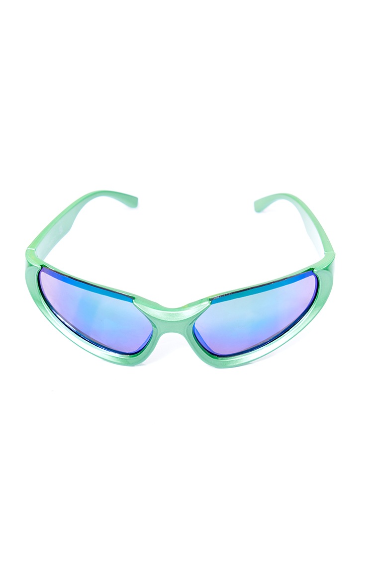 Lime Green Cut Out Bug Eye Visor Sunglasses | PrettyLittleThing AUS