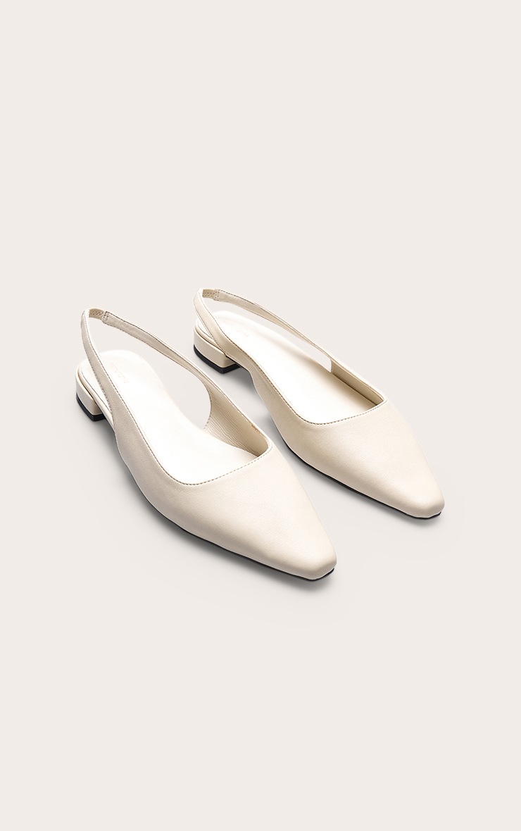 Bone Pu Flat Slingback Court Shoe | Footwear | PLT