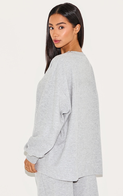 Petite Ash Grey Soft Touch Oversized Sweatshirt | Petite | PLT