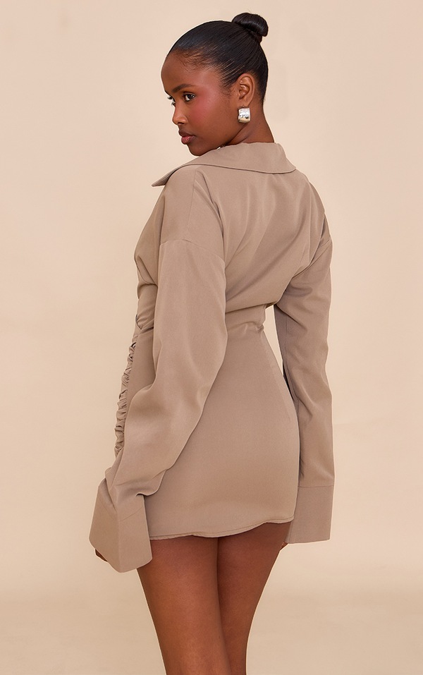 Mushroom Plunge Deep Cuff Shirt Dress | Dresses | PLT AUS