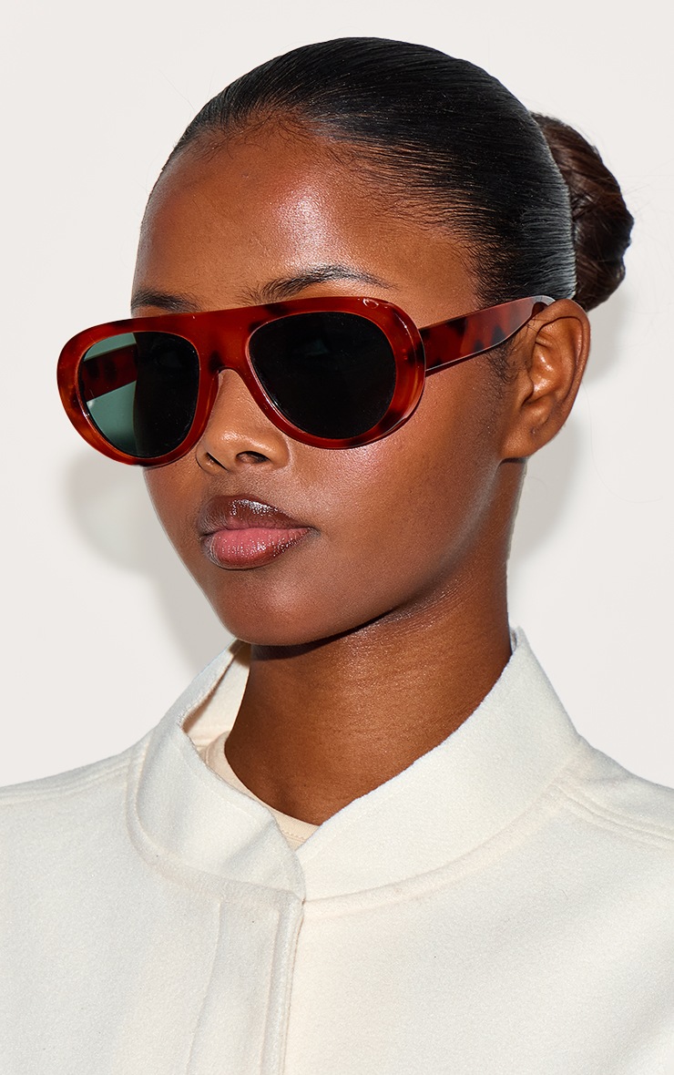 Orange Tortoiseshell Round Aviator Sunglasses | Accessories ...