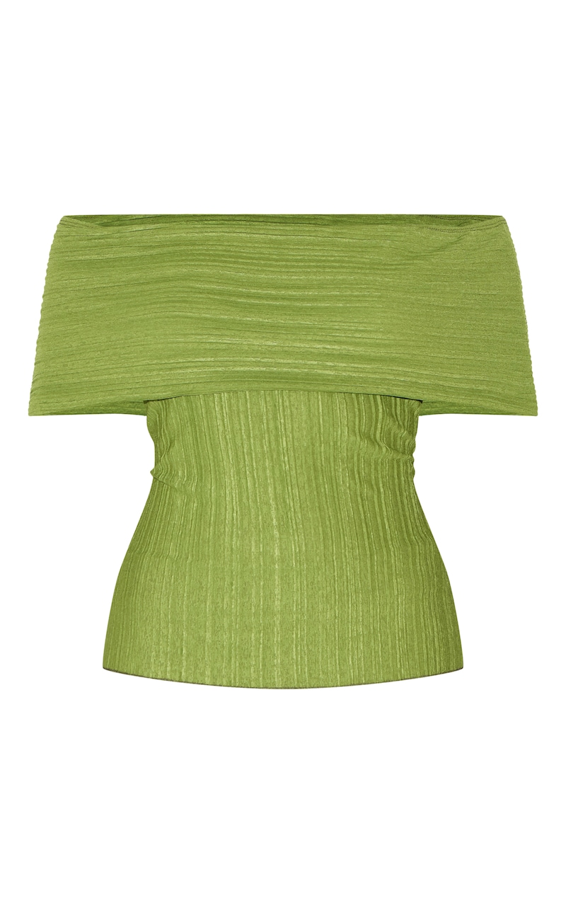 Green Rib Style Fold Over Top | Tops | PrettyLittleThing AUS