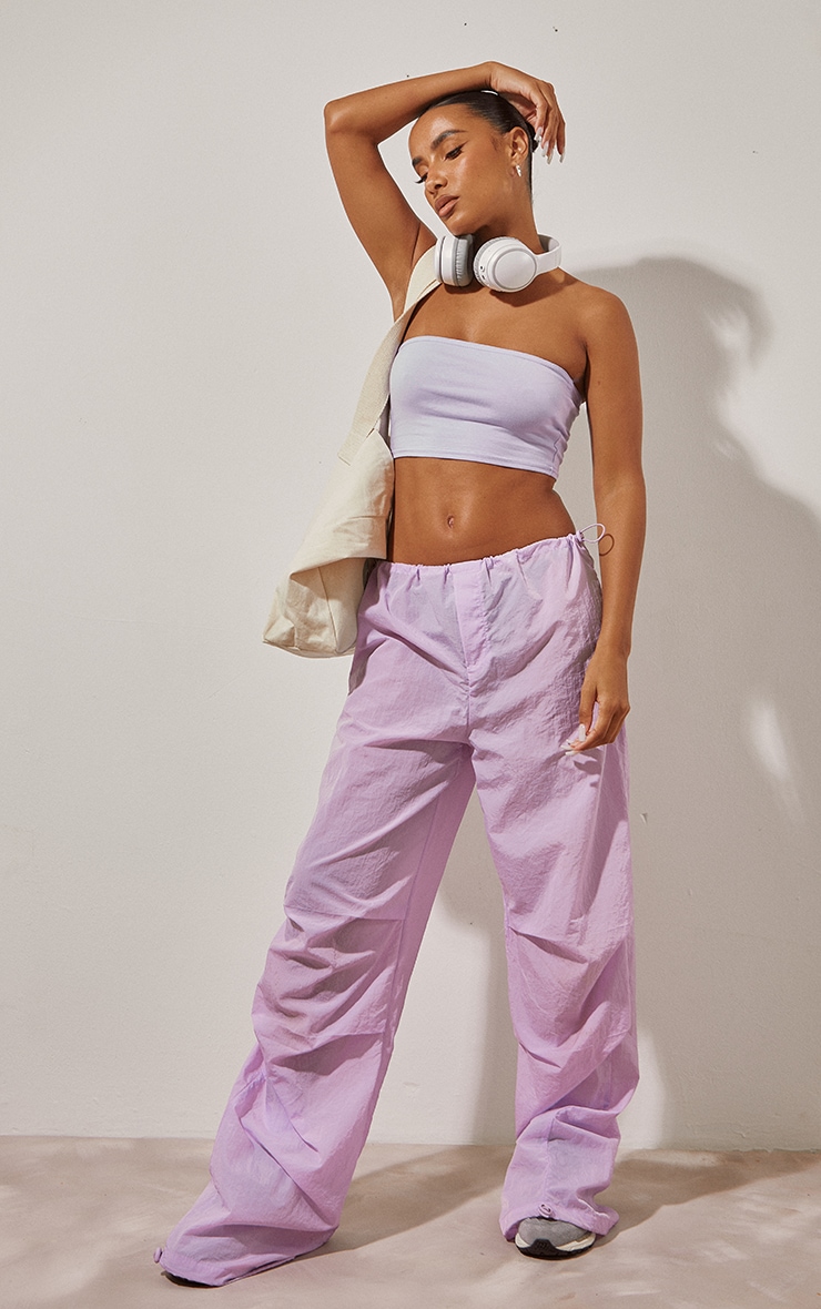 Lilac Cotton Cropped Bandeau | Tops | PrettyLittleThing USA