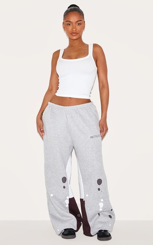 Shape Grey Marl Paint Splat Wide Leg Sweatpants | Shape | PLT USA