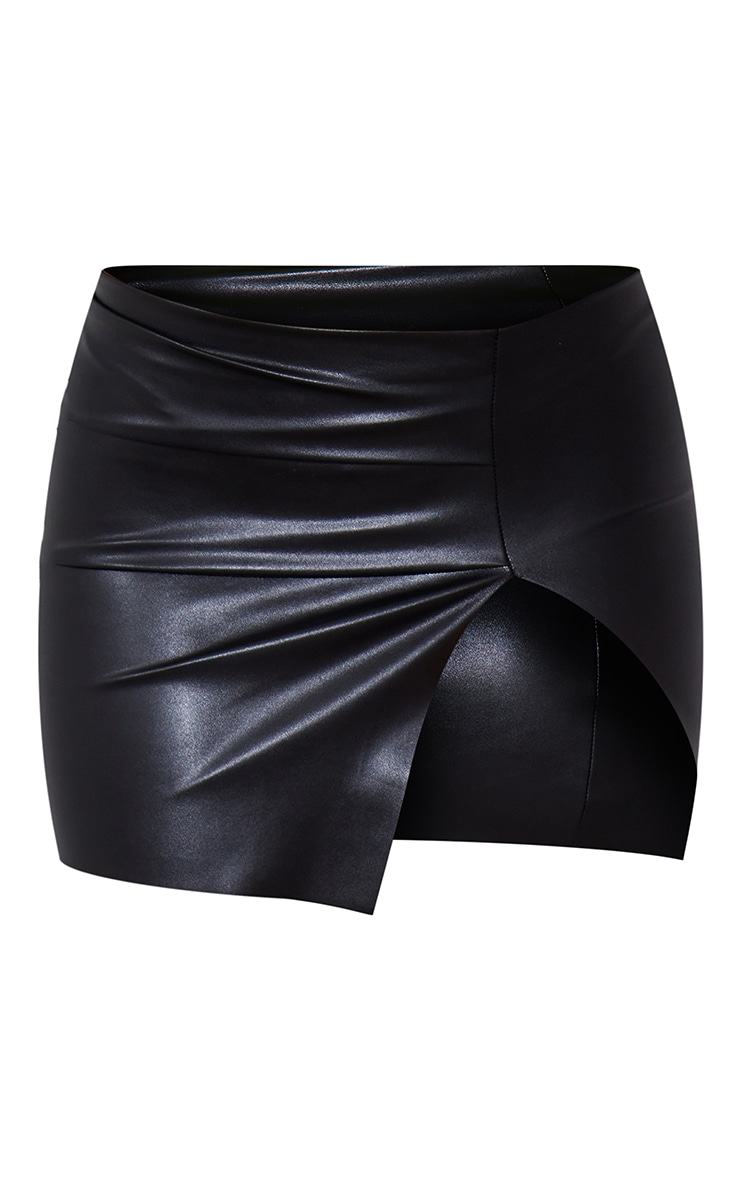 Black Faux Leather Split Hem Micro Mini Skirt | Bottoms | PLT