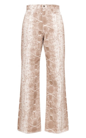 Light Brown Snake Print Wide Leg Jeans | Denim | PLT