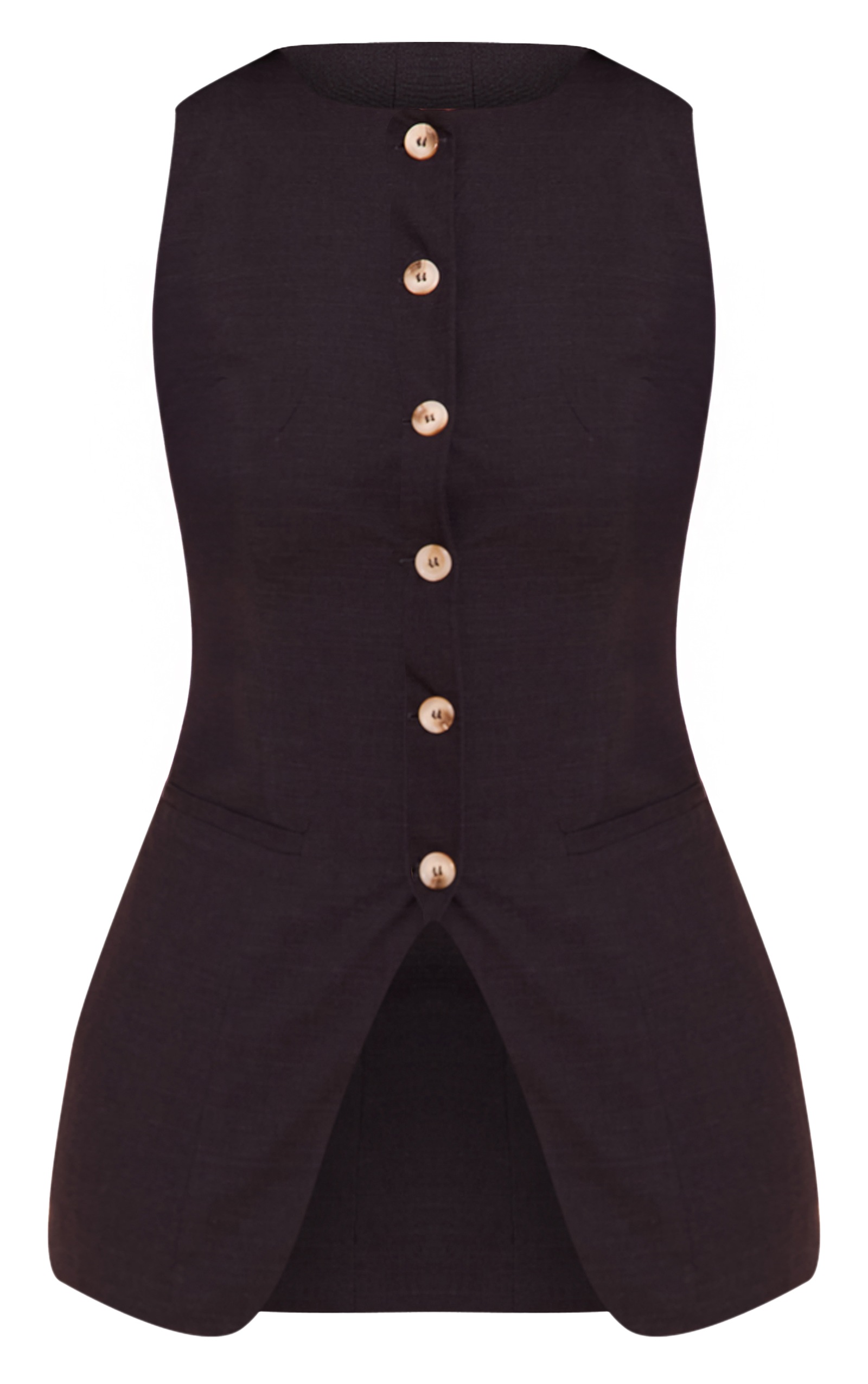 Navy Button Up Vest | Outerwear | PrettyLittleThing USA