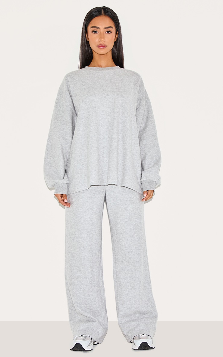Petite Ash Grey Soft Touch Oversized Sweatshirt | Petite | PLT