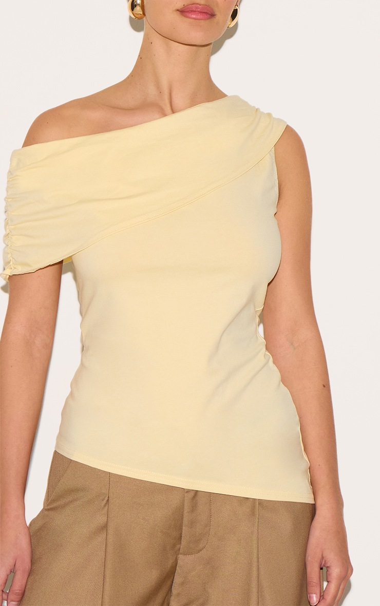 Almond Fold Over Cotton Asymmetric Hem Long Top | Tops | PLT USA