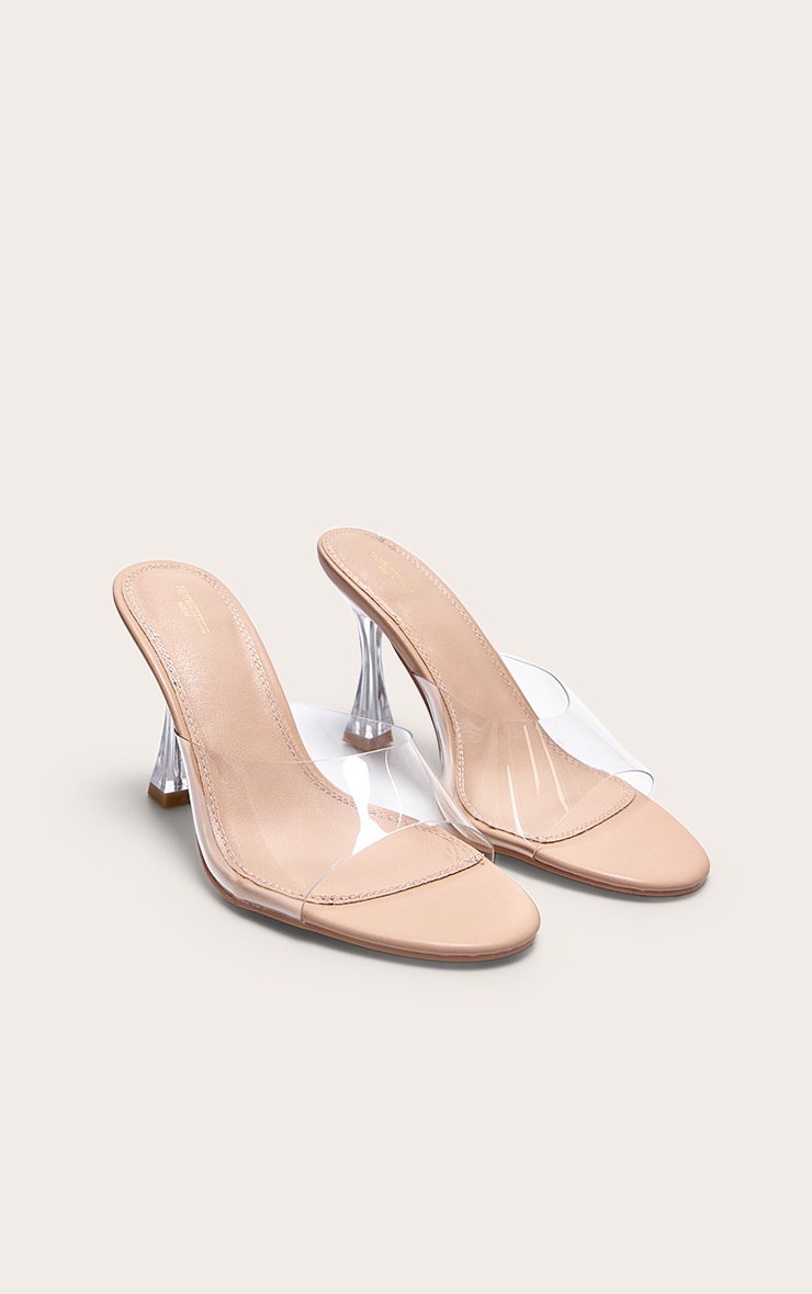 Clear Wide Fit PU Round Toe High Heeled Mules | Footwear ...