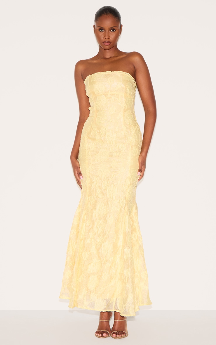 Lemon Textured Lace Up Back Maxi Dress | Dresses | PLT