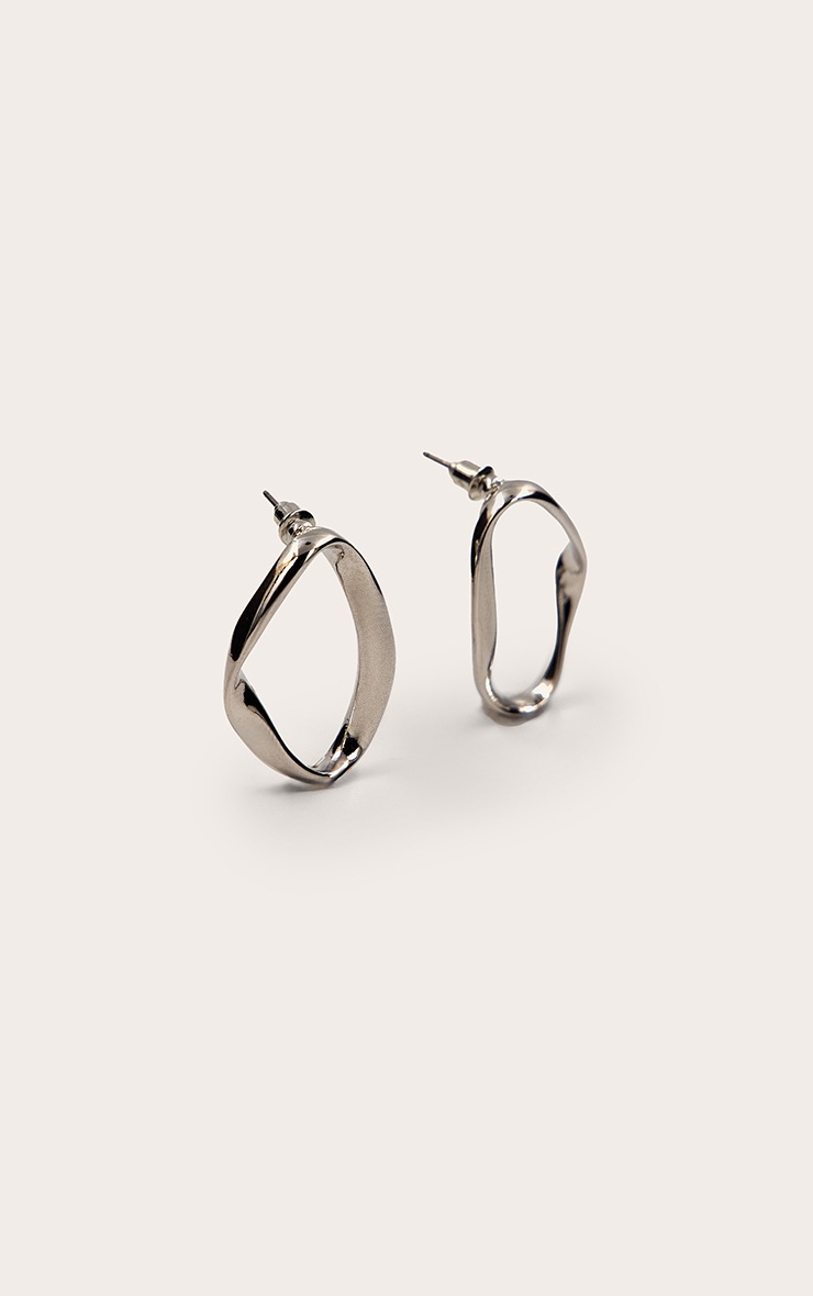 Silver Twisted Abstract Stud Earrings | Accessories | PLT