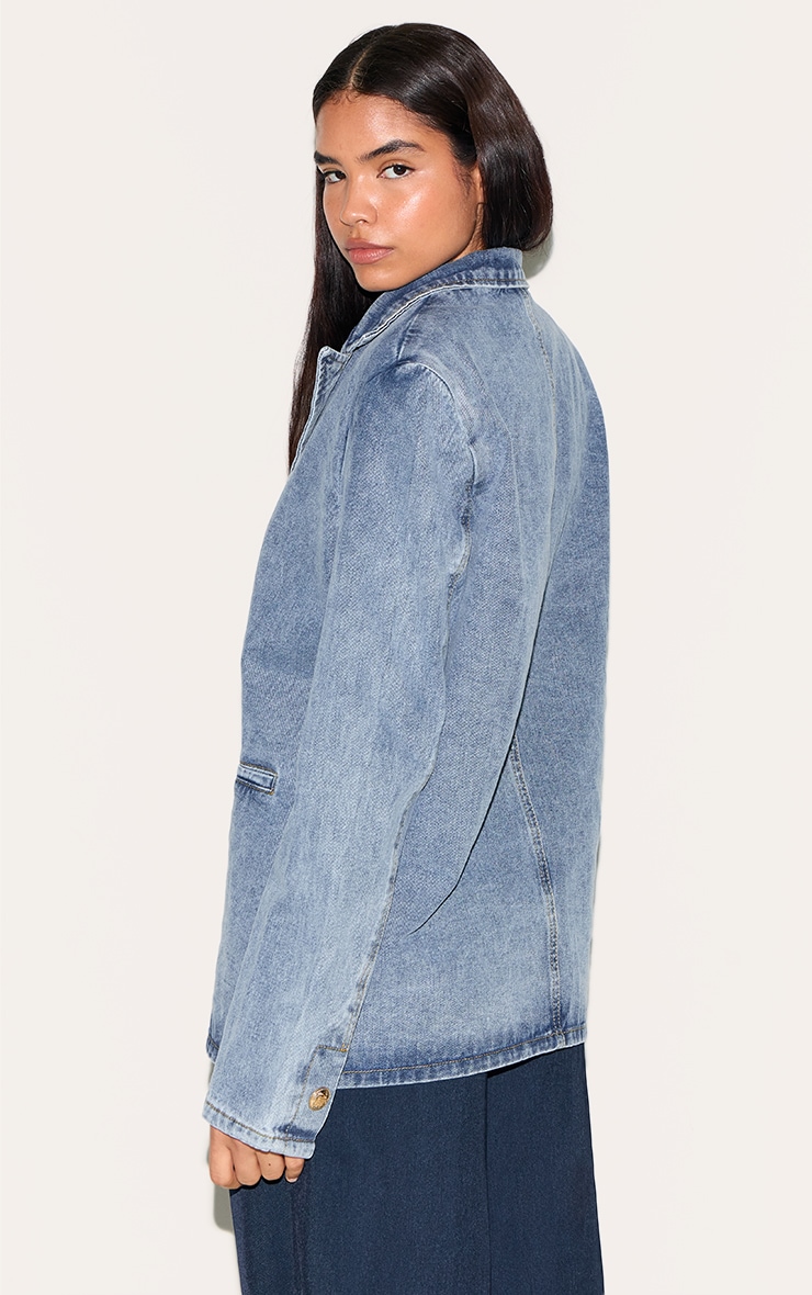Tall Vintage Mid Wash Oversized Denim Blazer | Tall | PrettyLittleThing UAE