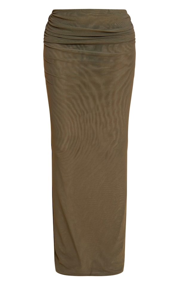 Khaki Chiffon Mesh Maxi Skirt | Co-ords | PLT