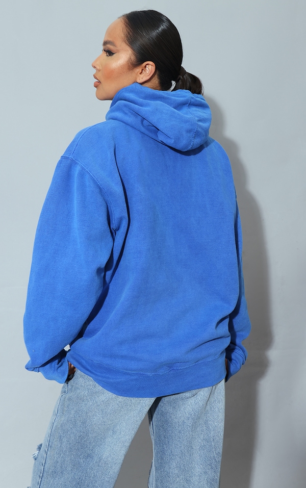 Blue Washed Oversized Hoody | Sweat | PrettyLittleThing CA