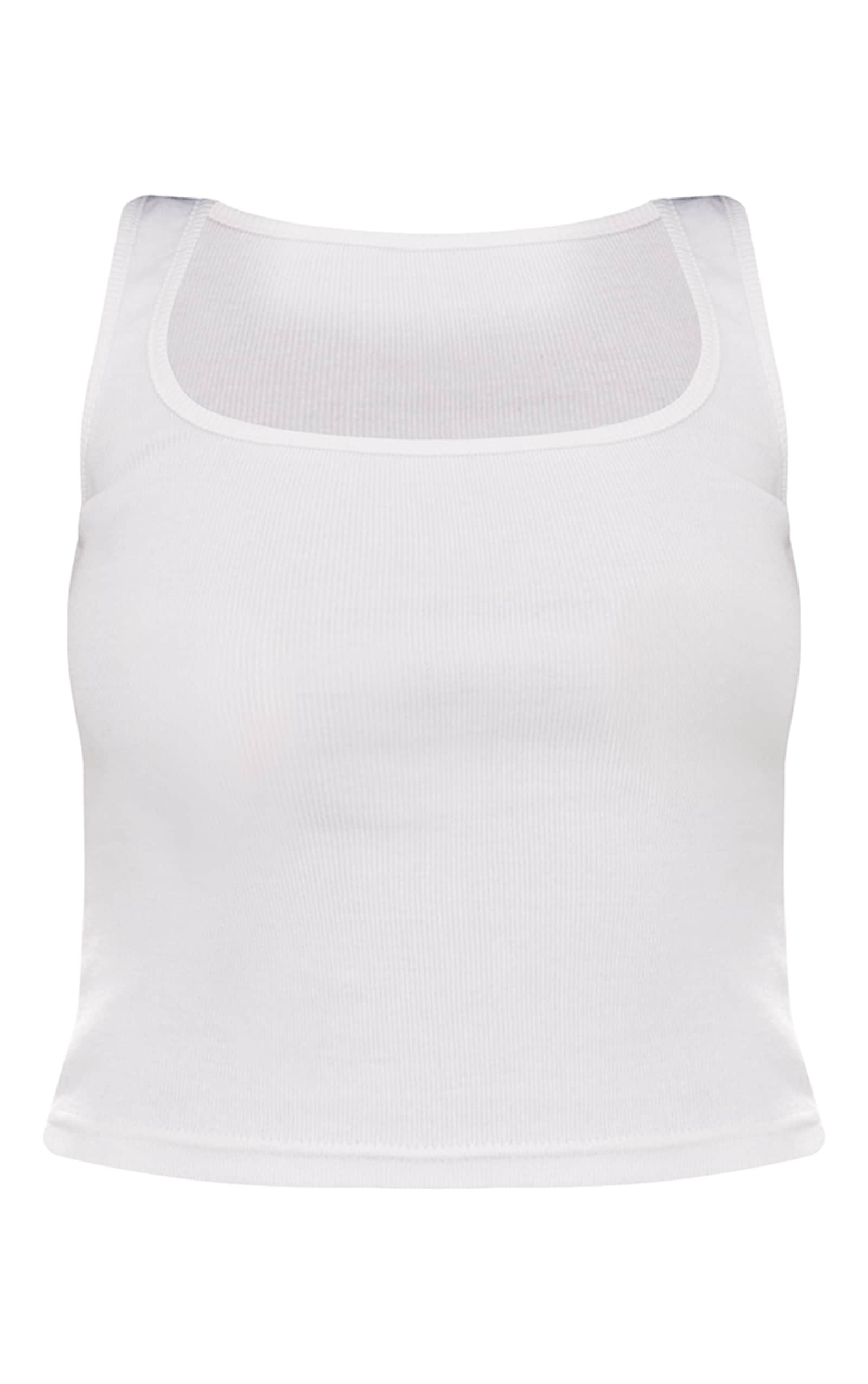 White Rib Scoop Neck Vest | Tops | PrettyLittleThing USA