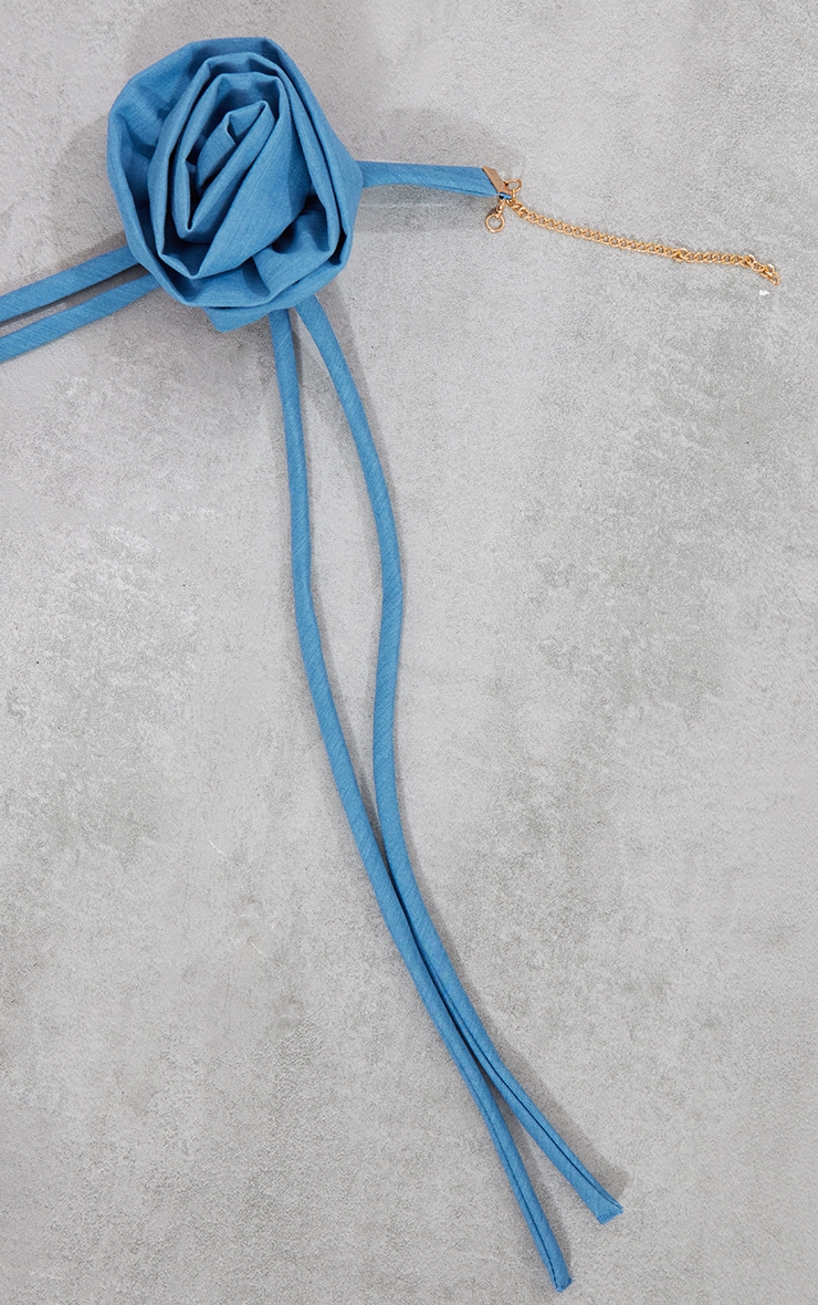 Blue Woven Flower Corsage Choker Necklace | PrettyLittleThing IE