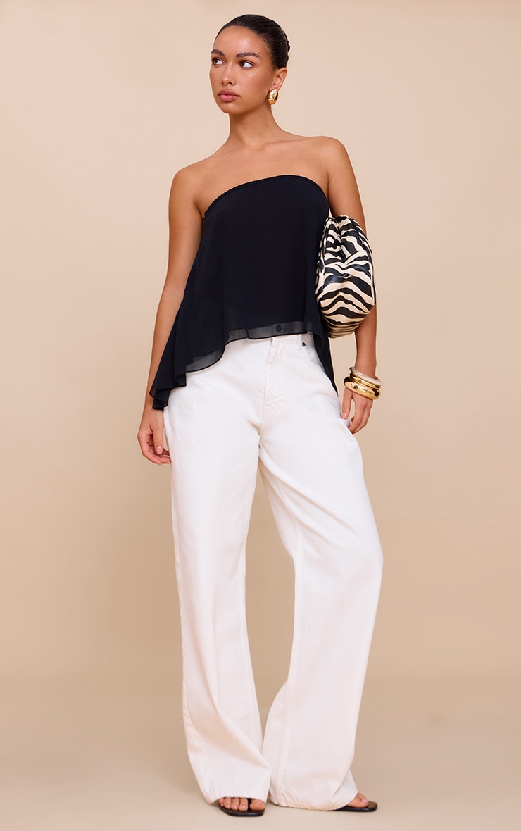 Black Chiffon Floaty Bandeau Top | Tops | PLT