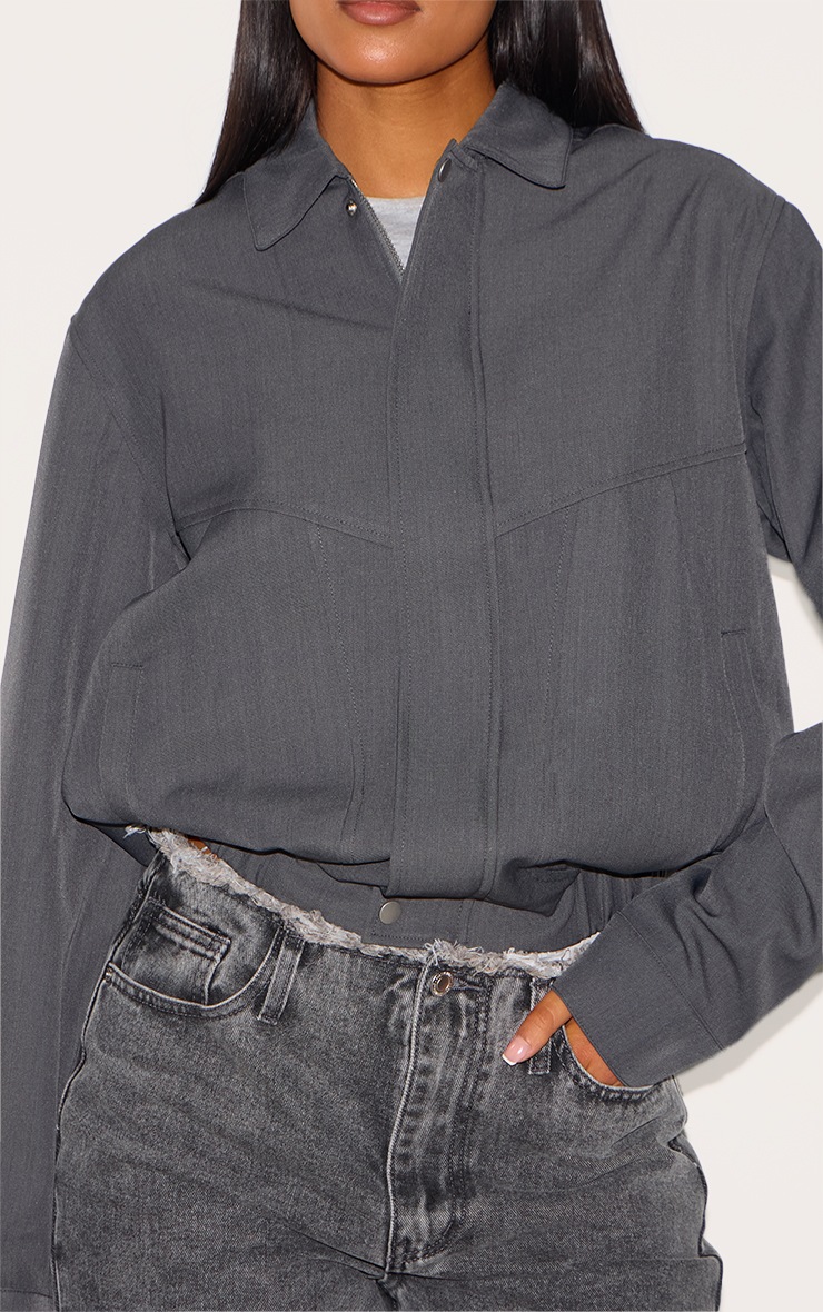 Tall Grey Oversized Utility Bomber Jacket | Tall | PrettyLittleThing AUS