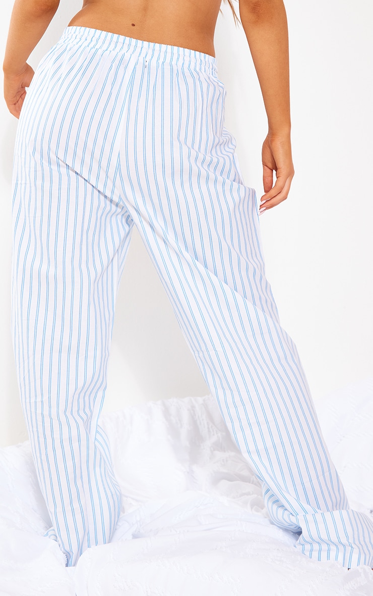 PLT Light Blue Tie Detail Stripe Wide Leg Pants | Lingerie & Nightwear ...