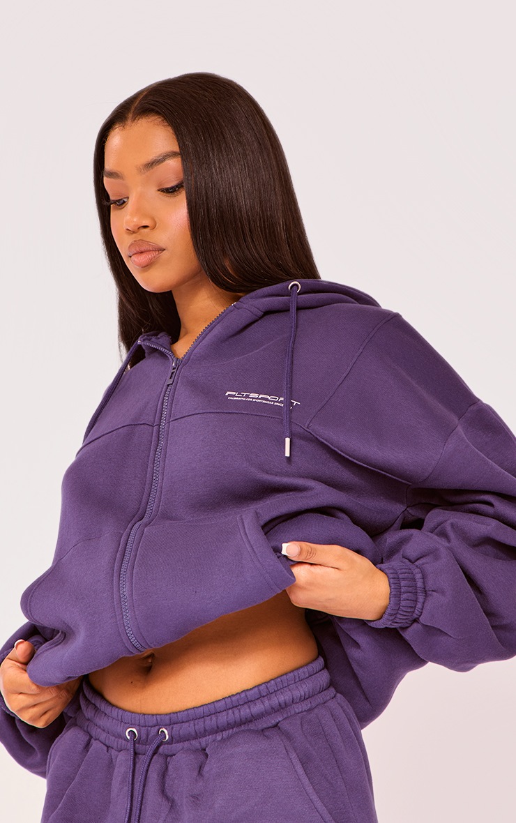 PLT SPORT Navy Marl Zip Up Hoodie | Activewear | PrettyLittleThing USA