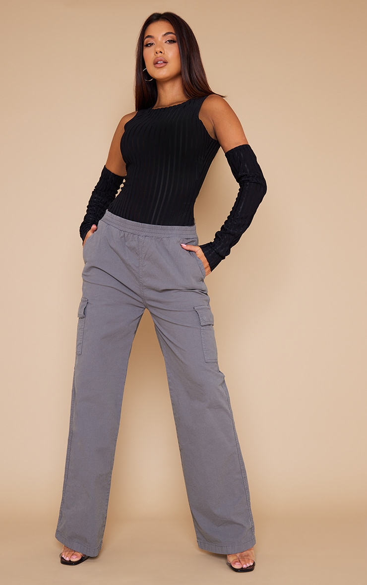 Black Vertical Stripe Cold Shoulder Bodysuit | Tops | PrettyLittleThing AUS