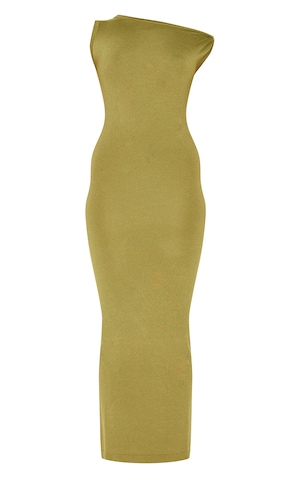 Olive Basic Asymmetric Twist Sleeve Maxi Dress | Knitwear ...