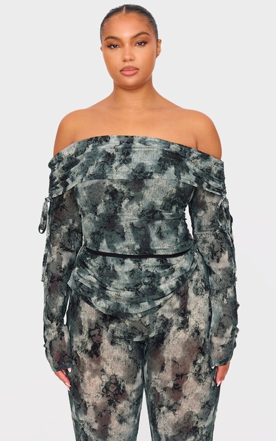 Sheer top plus size | PrettyLittleThing