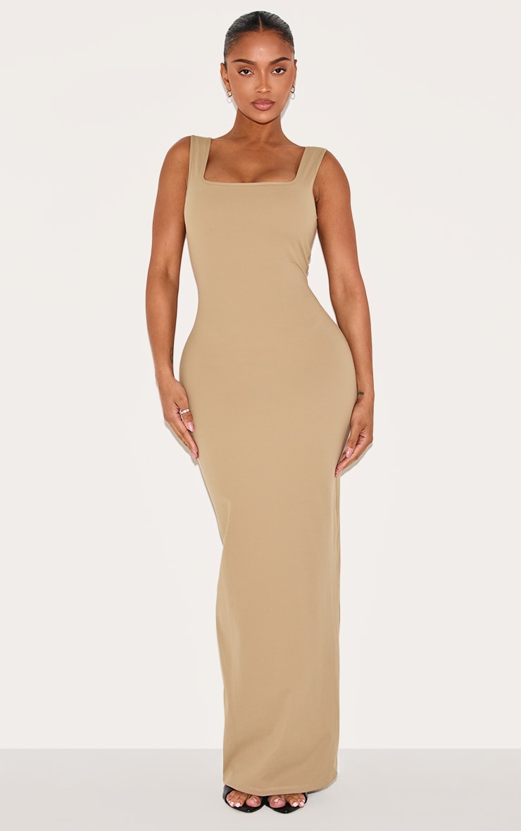 Shape Khaki Built In Bra Sculpt Maxi Dress | Shape | PrettyLittleThing AUS