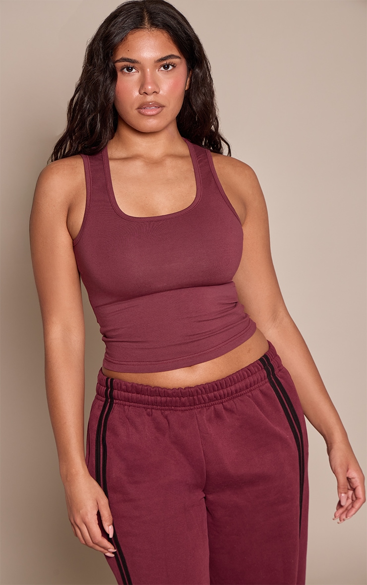 Shape Burgundy Scoop Neck Vest Top | Shape | PrettyLittleThing USA