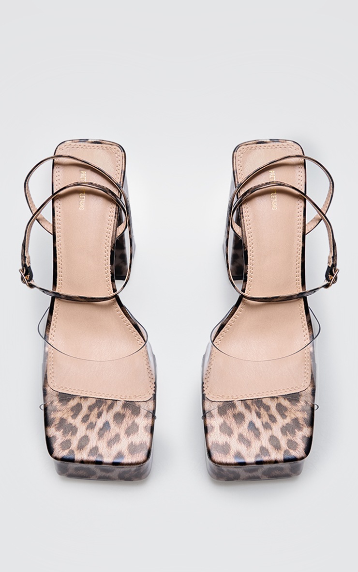 Leopard PU Perspex Strap Platform Heeled Sandals | Footwear ...