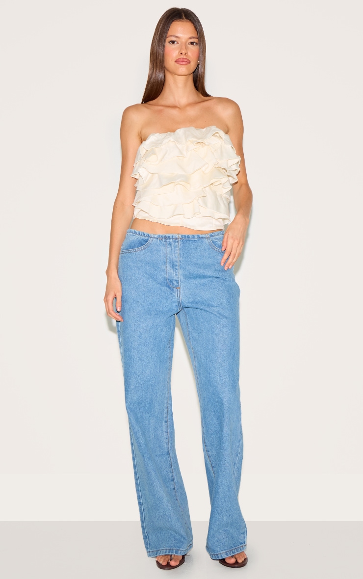 Lemon Satin Ruffle Bandeau | Tops | PLT