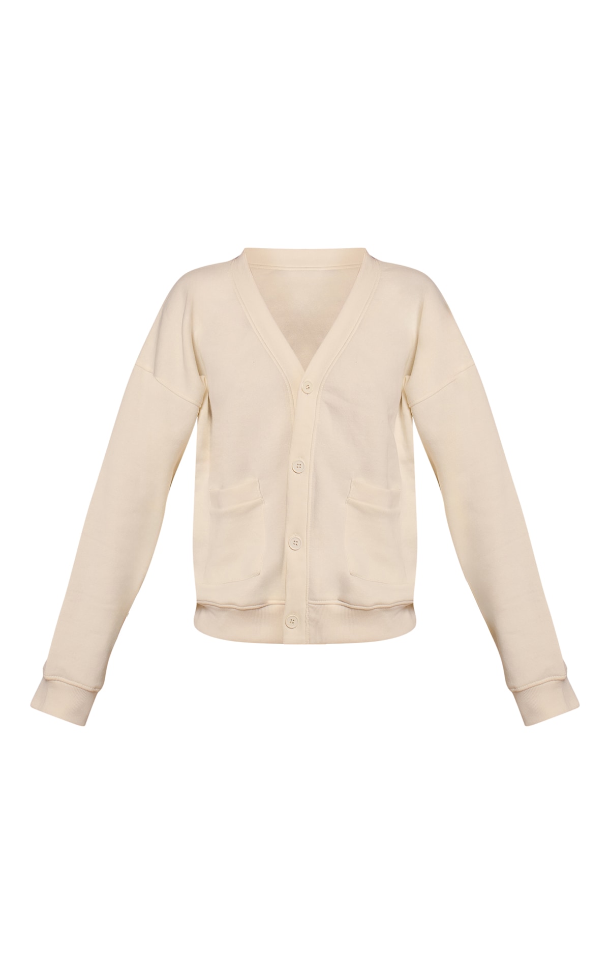 Cream Button Front Pocket Sweat Cardigan | Athleisure ...