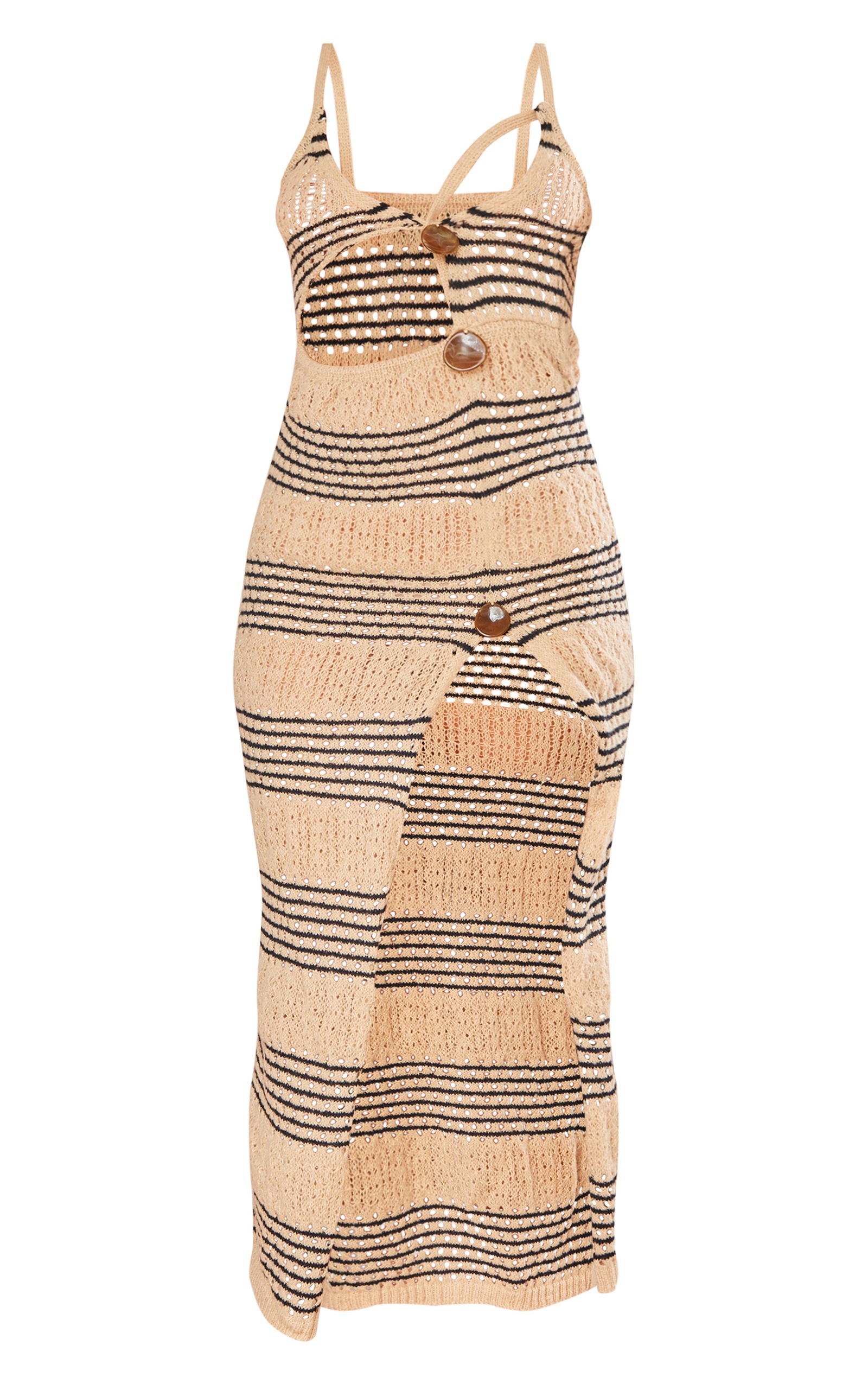Petite Taupe Knitted Cut Out Open Maxi Dress | Petite ...