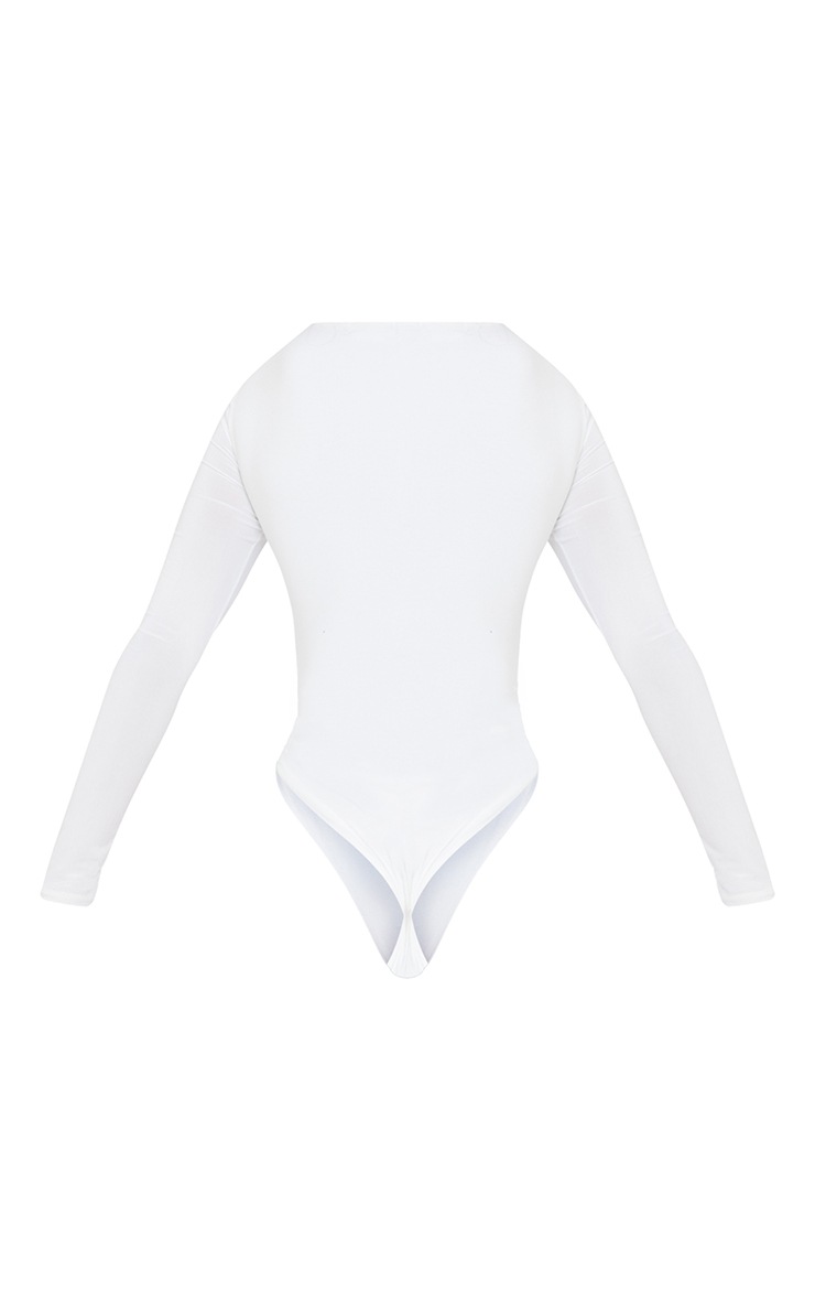White Second Skin Long Sleeve Thong Bodysuit | Tops | PrettyLittleThing USA