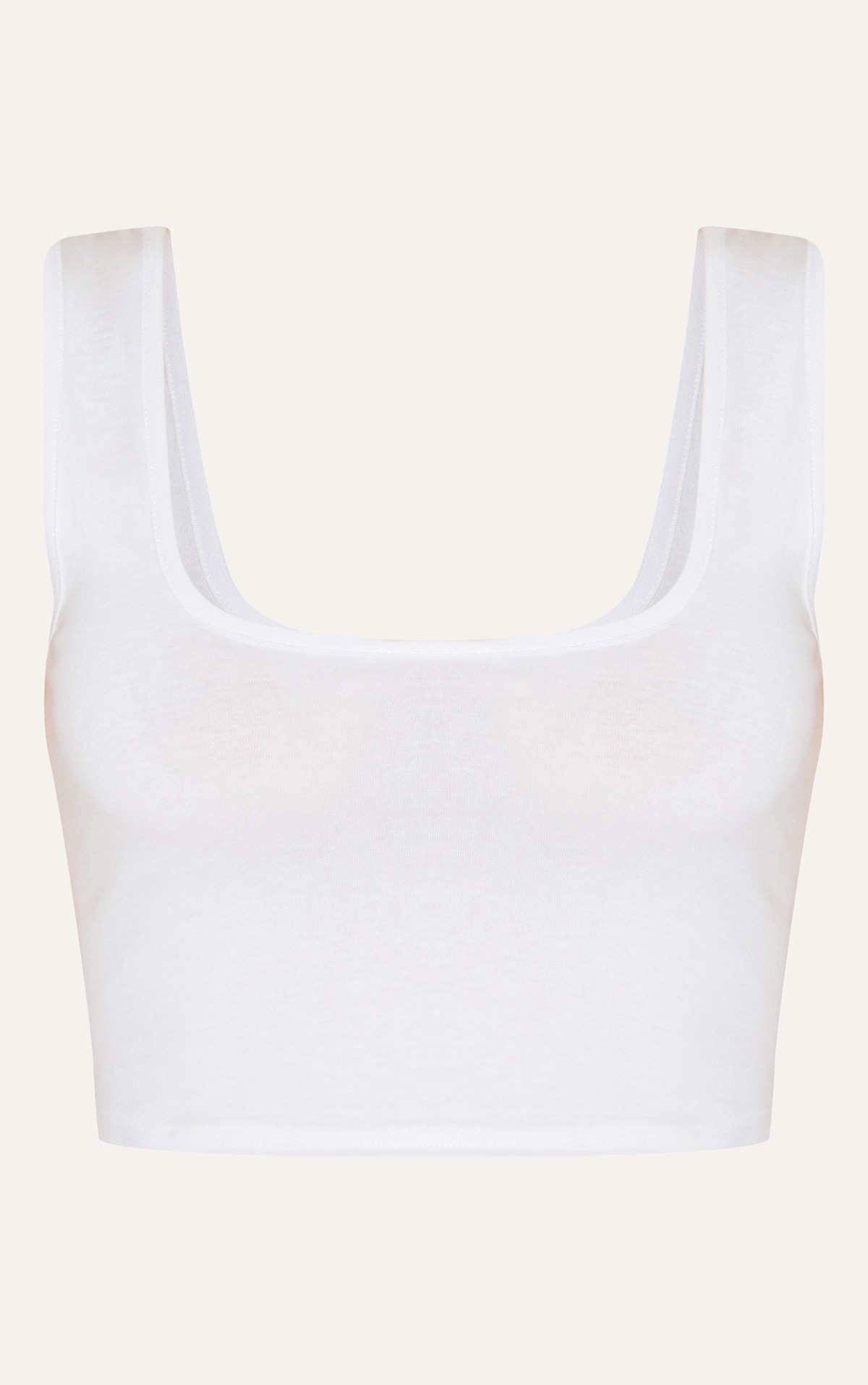 Basic White Cotton Blend Square Neck Crop Tank | Tops ...