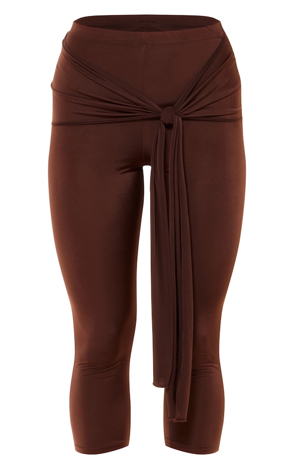 Chocolate Slinky Drape Tie Capris | Co-ords | PrettyLittleThing USA