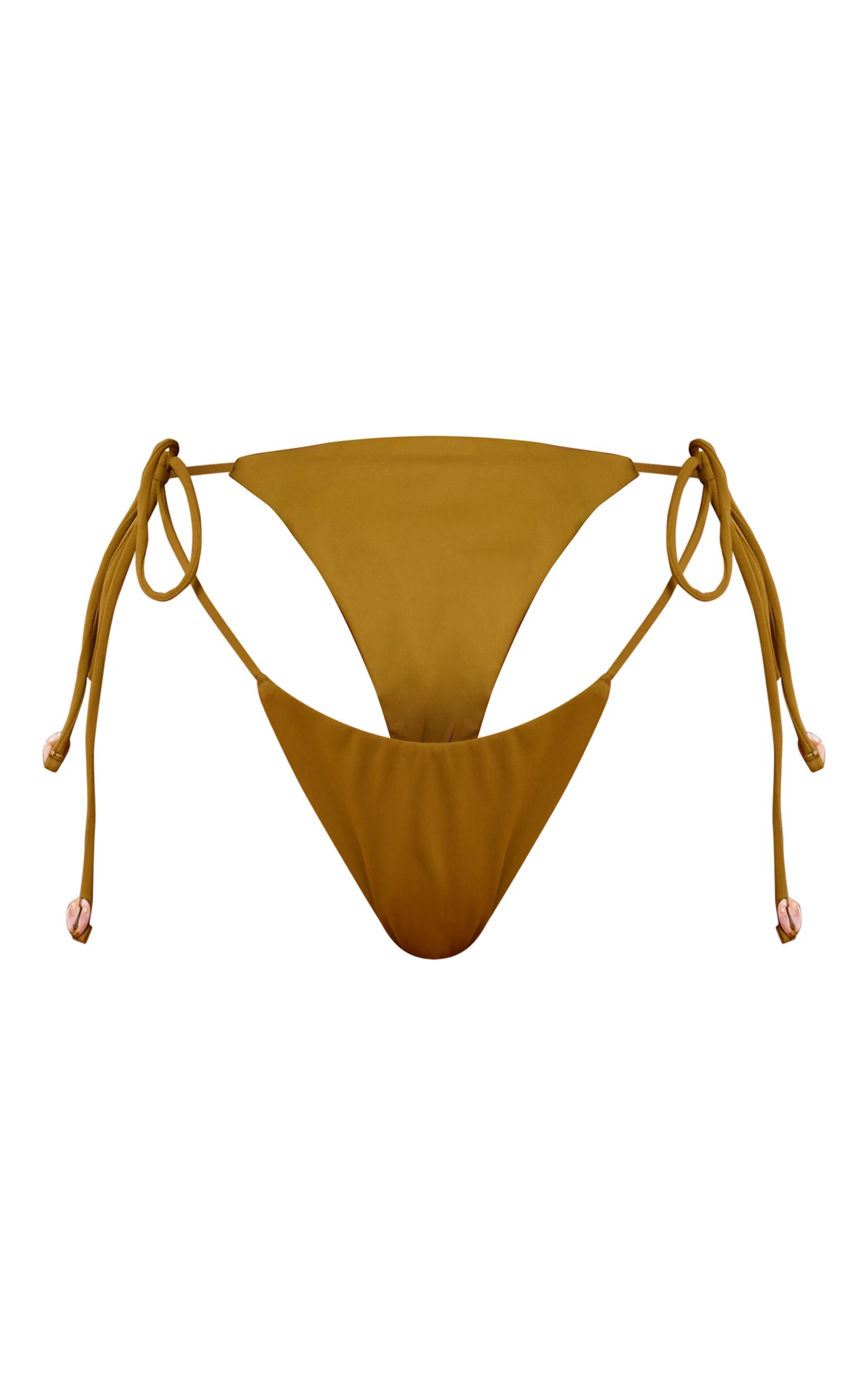 Olive Shell Trim Tanga Bikini Bottoms | Swimwear | PrettyLittleThing USA