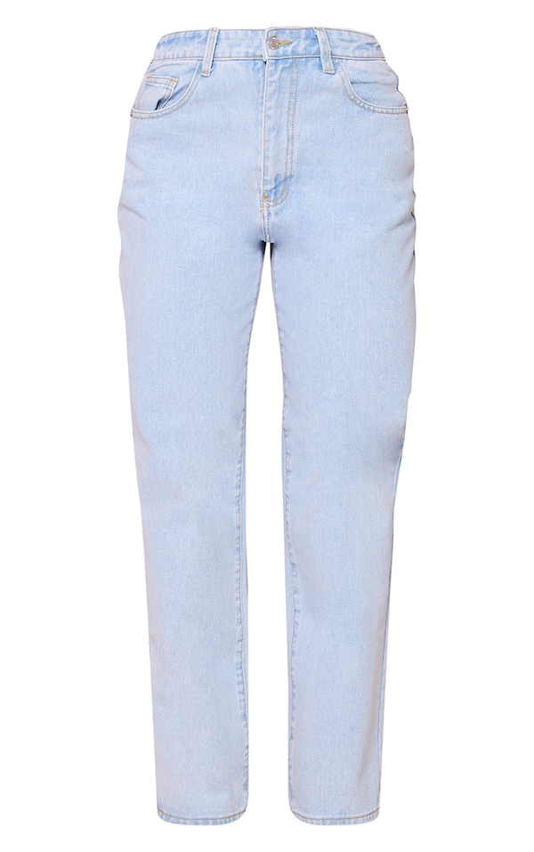 Light Blue Wash Dipped Back Waistband Boyfriend Jeans | Denim | PLT