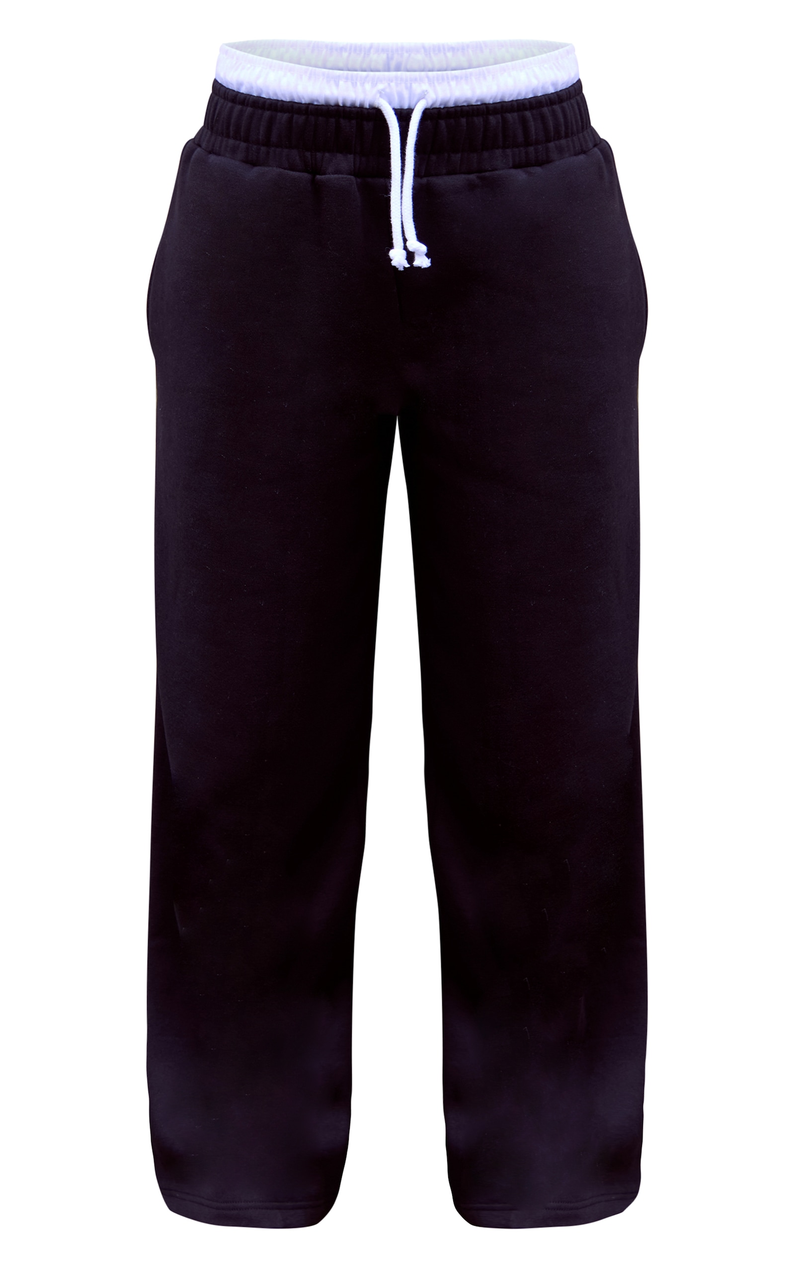 Black Boxer Waistband Wide Leg Sweat Sweatpants | Athleisure ...