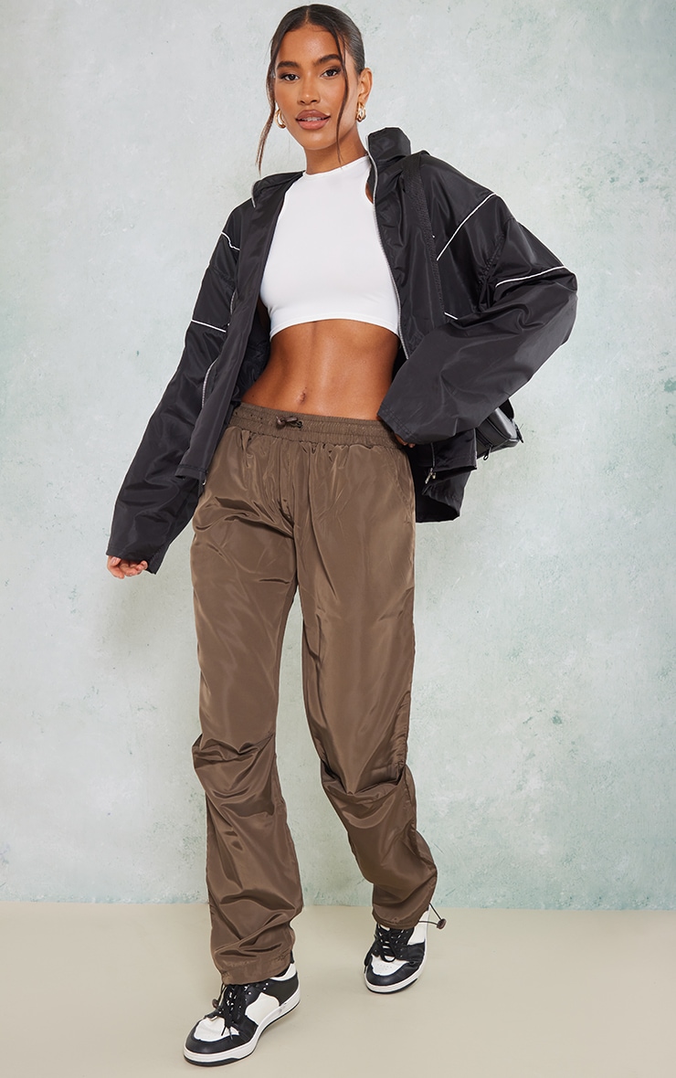 Khaki Shell Toggle Detail Low Rise Cargos | Bottoms | PrettyLittleThing KSA