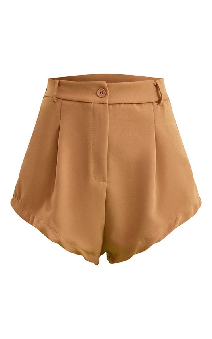 Camel Woven Structured Shorts | Bottoms | PrettyLittleThing USA