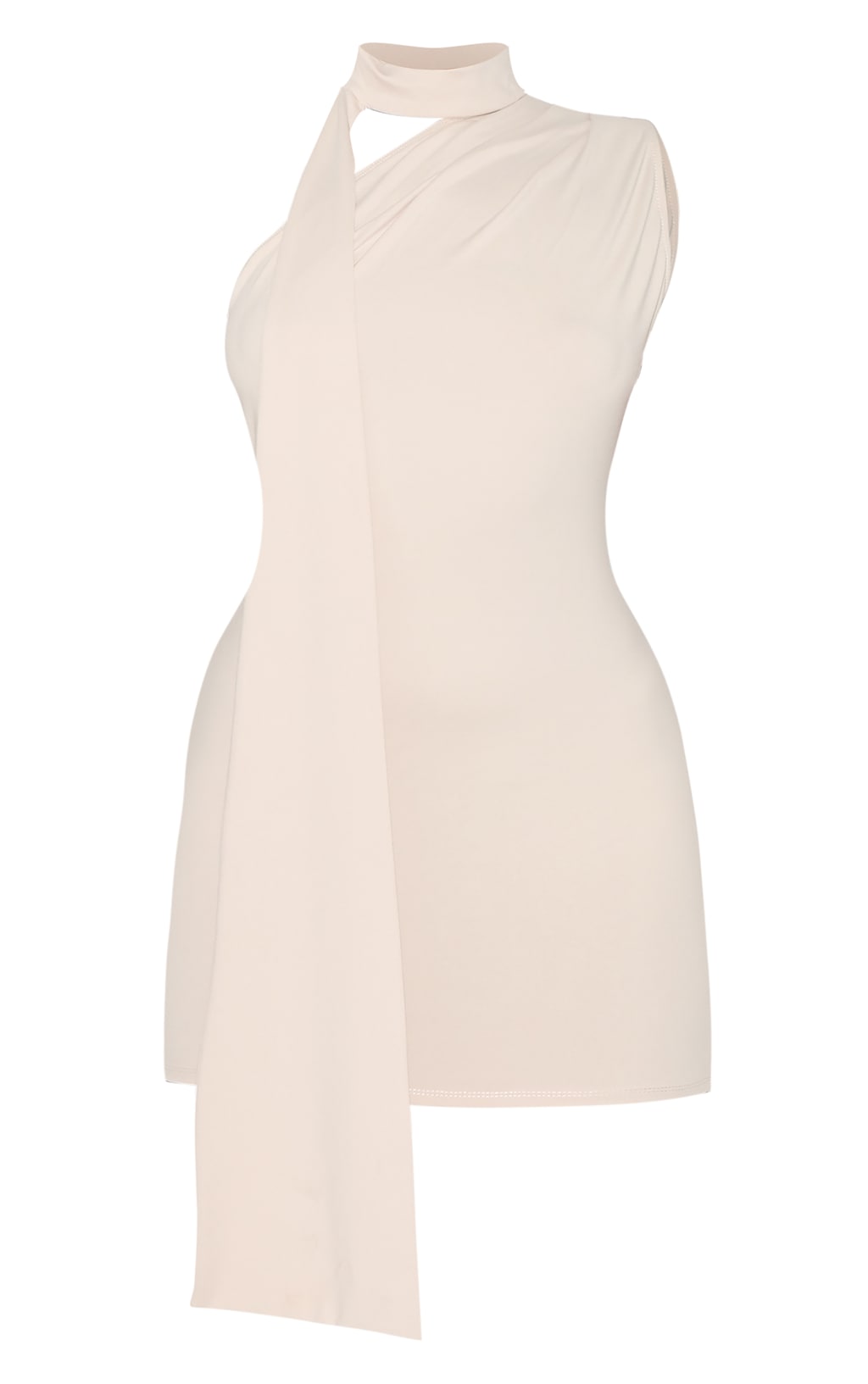 Cream Soft Touch One Shoulder Wrap Mini Dress | Dresses | PLT