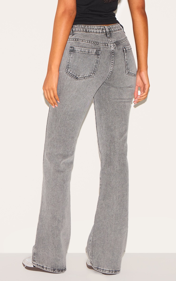 Tall Washed Grey Slim Fit Low Rise Flared Jeans | Tall | PrettyLittleThing