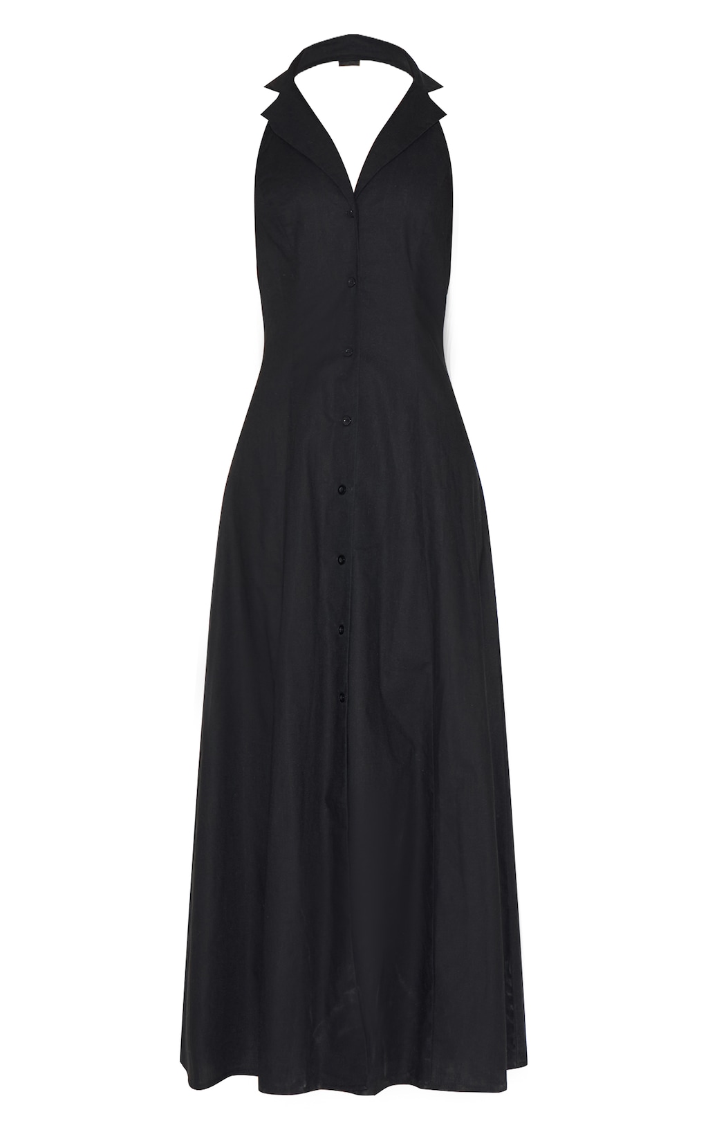 Black Button Down Collar Detail Maxi Dress | Dresses | PLT