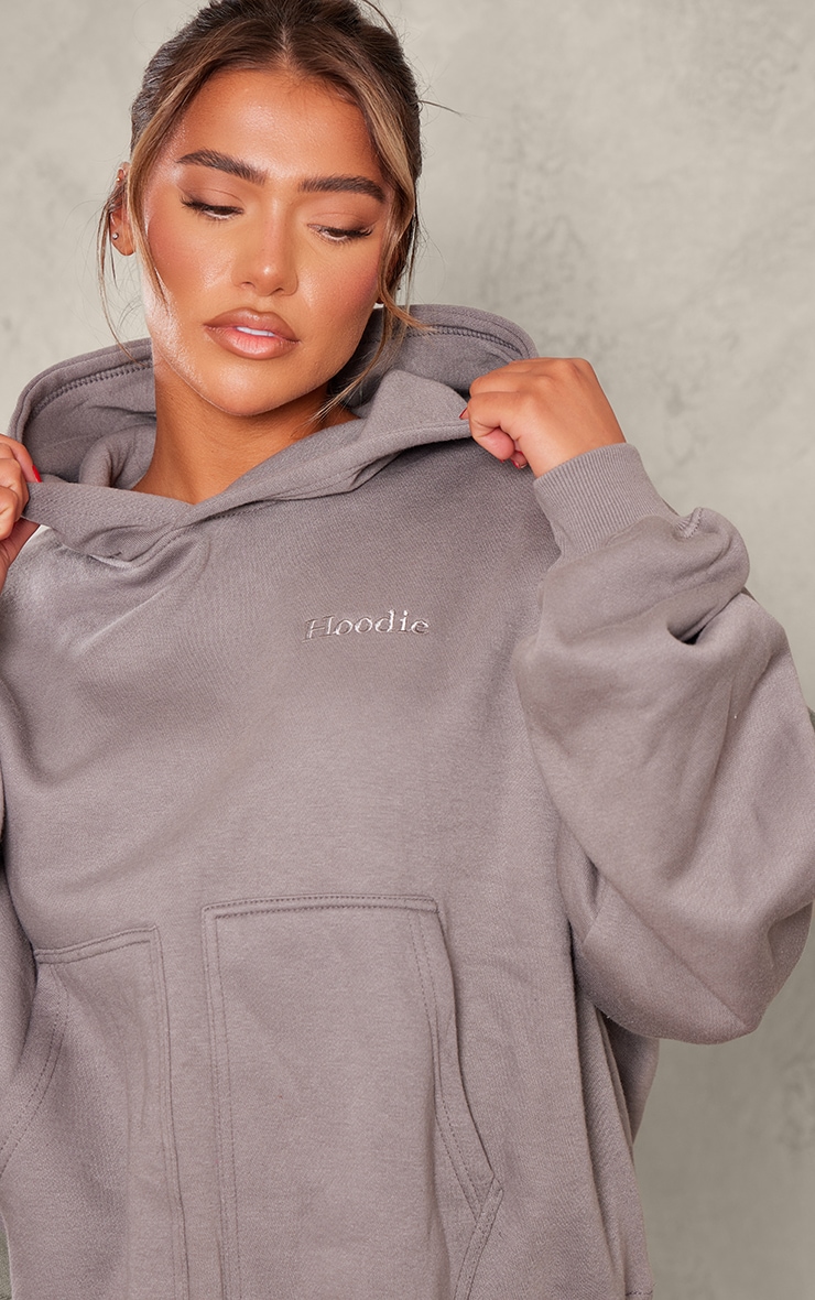 Charcoal Double Pocket Embroidered Hoodie | Athleisure ...