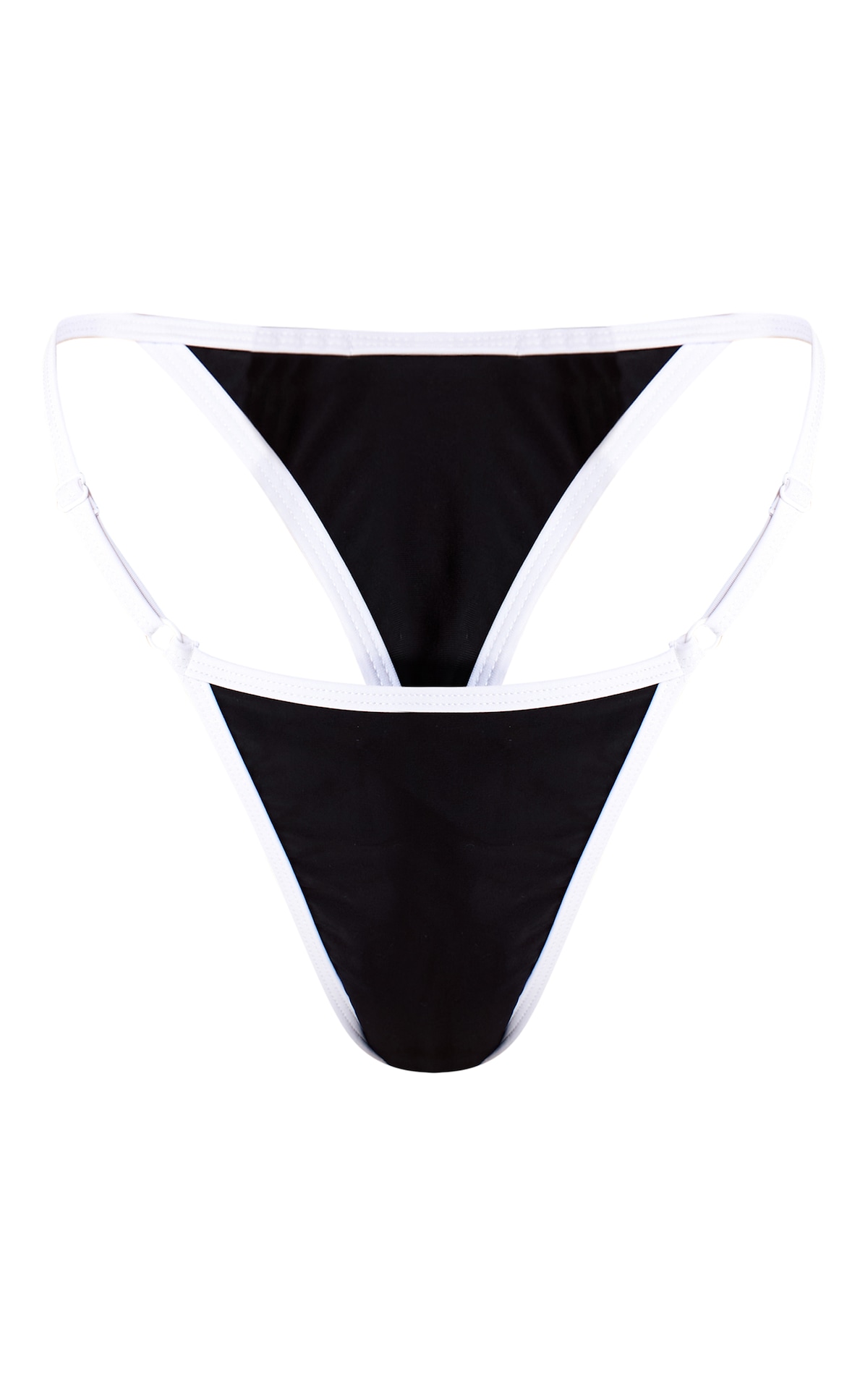 Black Contrast Binding String Tanga Bikini Bottom | Swimwear | PrettyLittleThing USA