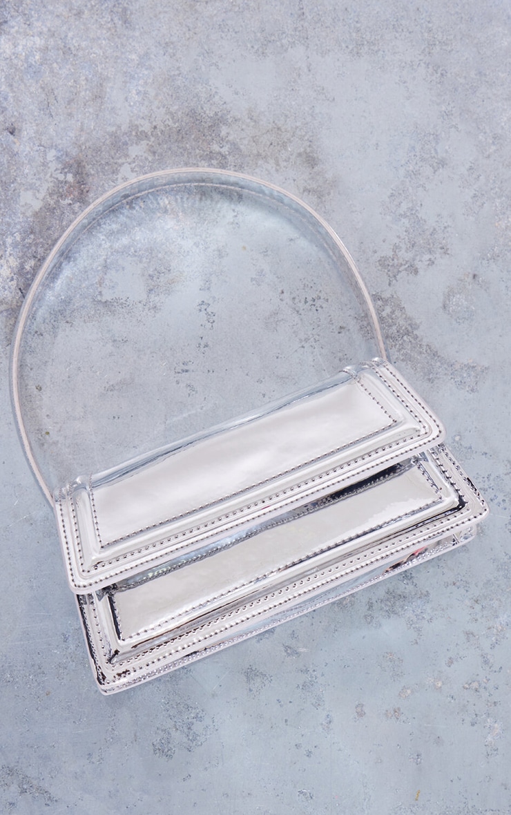 Silver Metallic Rectangular Handle Shoulder Bag | Accessories ...
