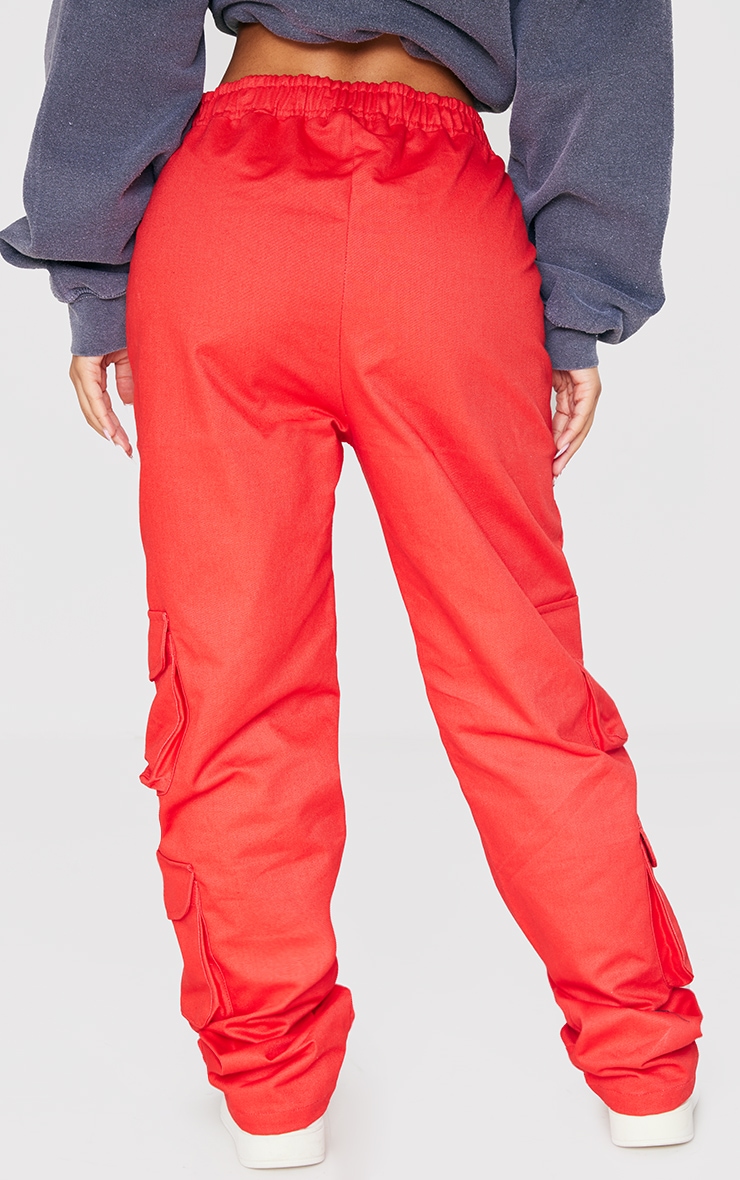 Petite Red Low Rise V-Hem Cargos | Petite | PrettyLittleThing USA